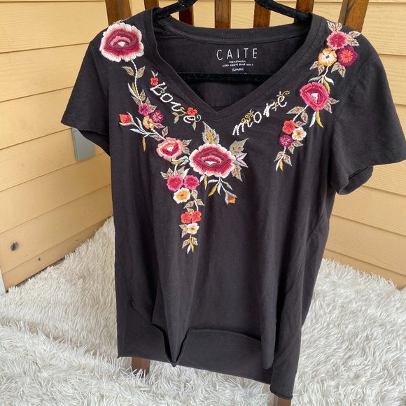 Caite | Tops | Caite Love More Handmade Embroidered Shirt | Poshmark